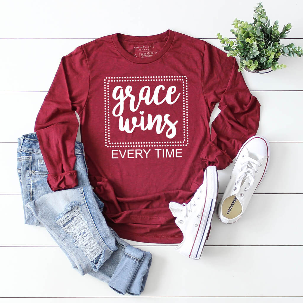Joyous Nativity Scene Long Sleeve Shirt | Christmas Shirts - Corinthian ...